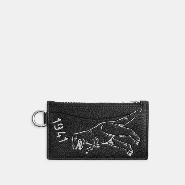Coach Zip Card Case With Sketch Print - Black | Editorialist