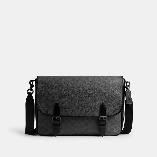 Coach Hitch Messenger Bag In Signature Canvas - Charcoal