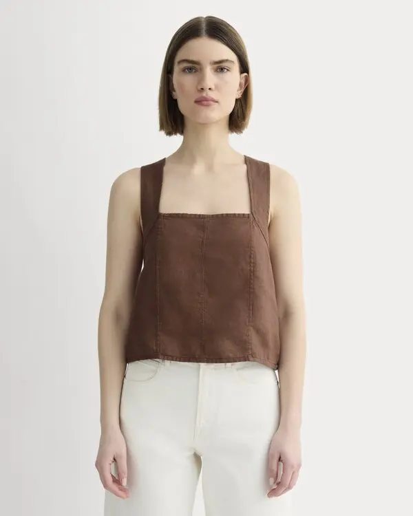 Everlane Linen Crossback Tank Top - Cedarwood