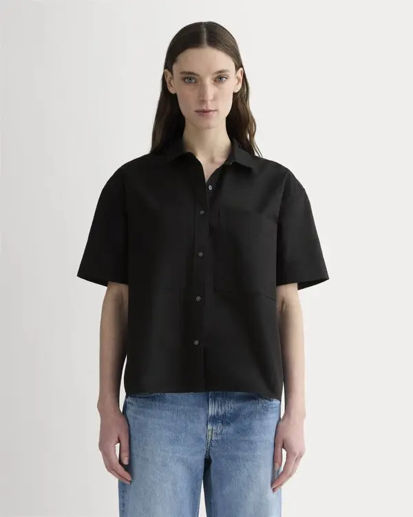 Everlane Short-sleeve Boxy Oxford Shirt - Black