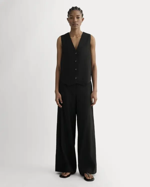 Everlane Wide-leg Stretch Linen Pant - Black
