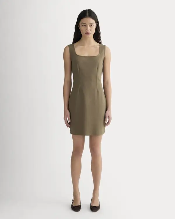 Everlane Dream Square-neck Mini Dress - Deep Taupe