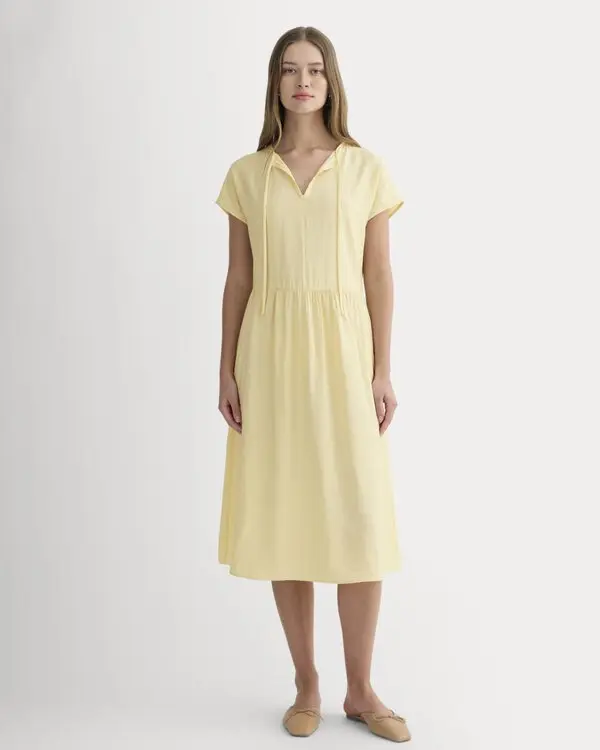 Everlane Softluxe Viscose Midi Dress - Banana Crepe