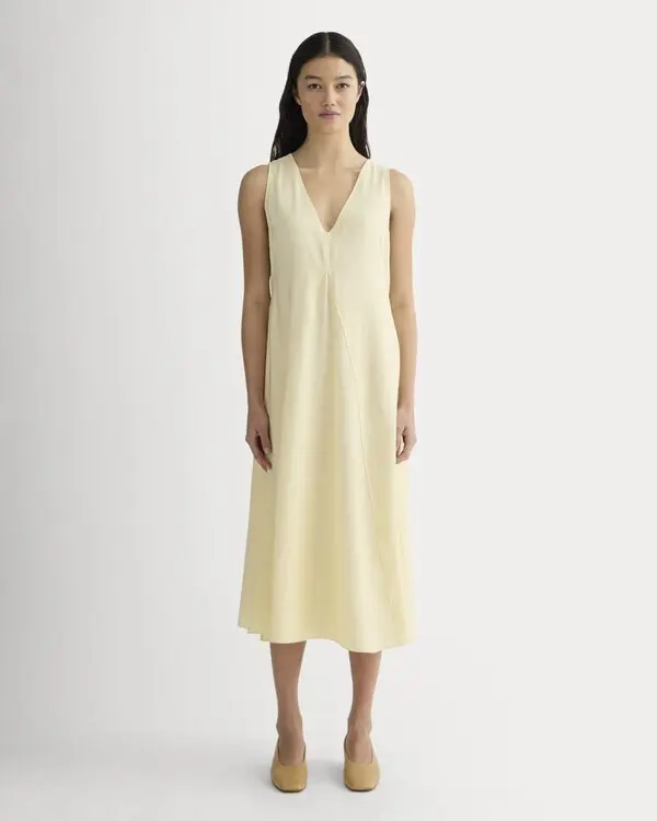 Everlane Softluxe Viscose V-neck Dress - Banana Crepe