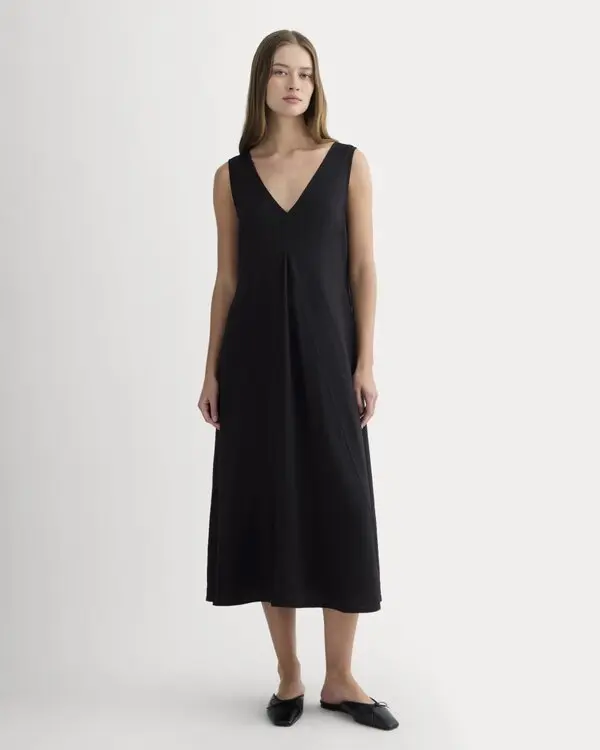 Everlane Softluxe Viscose V-neck Dress - Black