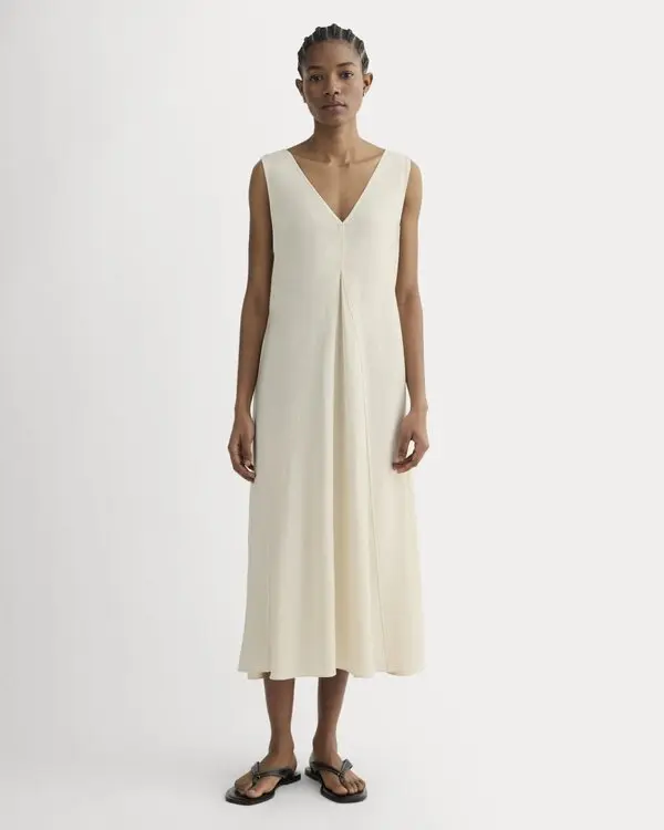Everlane Softluxe Viscose V-neck Dress - Sandshell