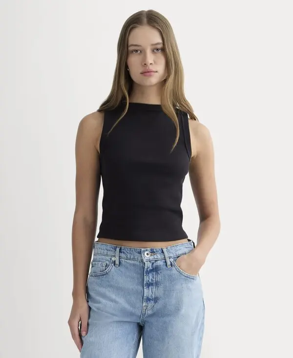 Everlane Boatneck Cropped Tank Top - Black