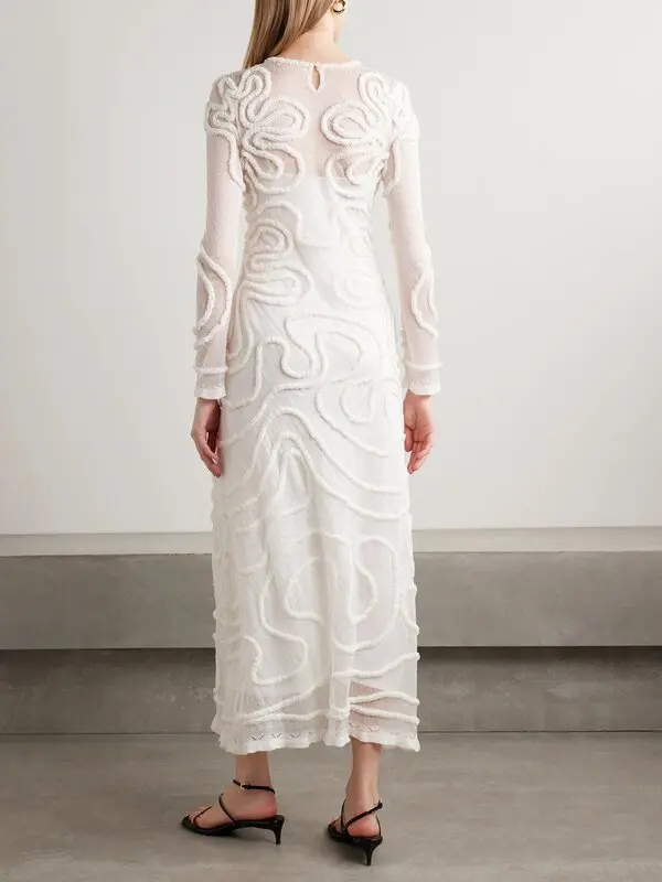 Ulla Johnson Valentina AppliquD Pointelle-Knit Midi Dress In Ivory - 60%  Off | Editorialist