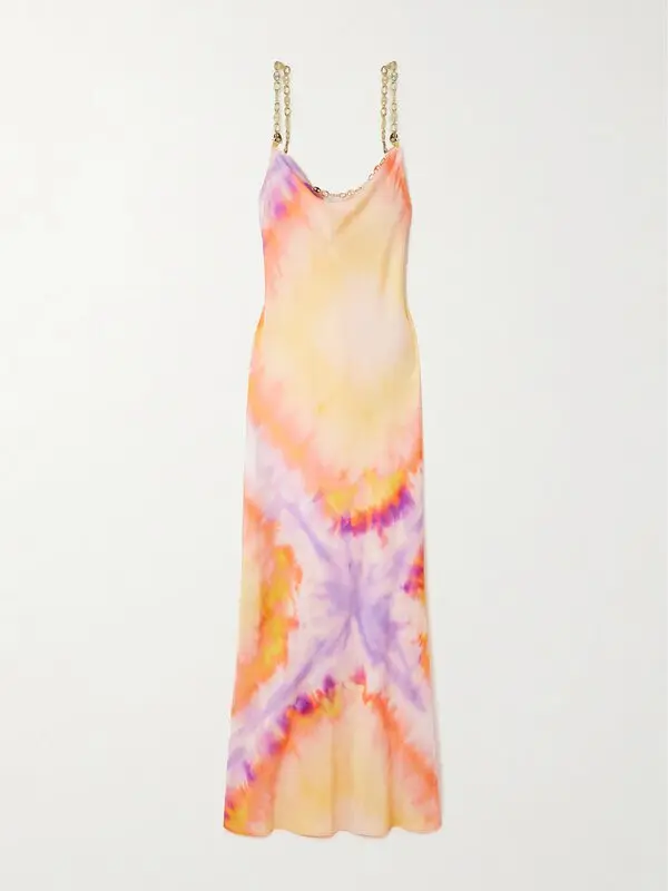 Rabanne Chainmail-embellished Tie-dyed Maxi Dress - Orange
