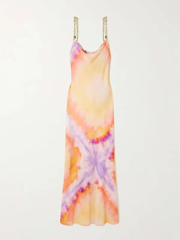 Rabanne Chainmail-embellished Tie-dyed Maxi Dress - Orange