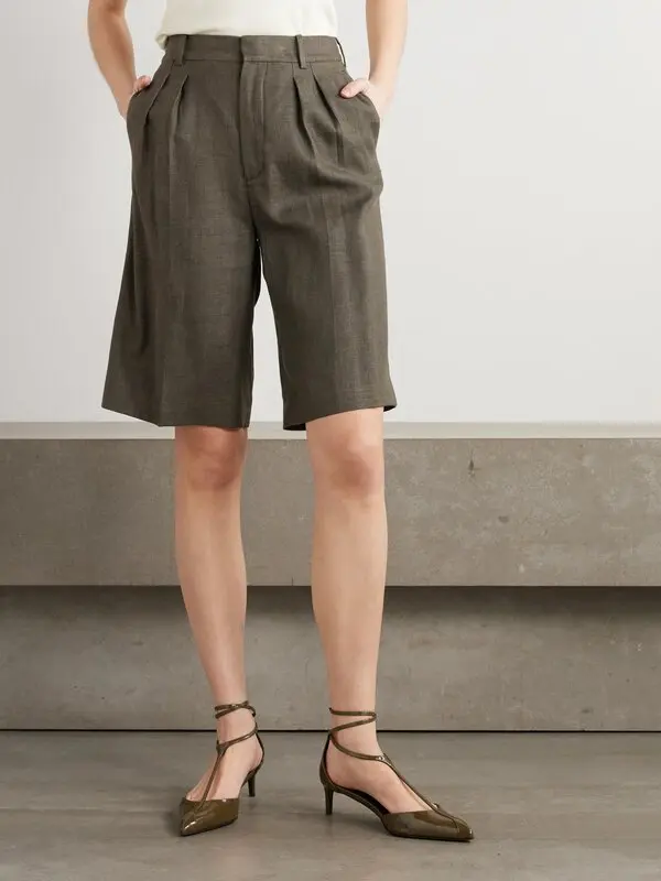 Loro Piana Digby Pleated Bermuda Shorts - Green