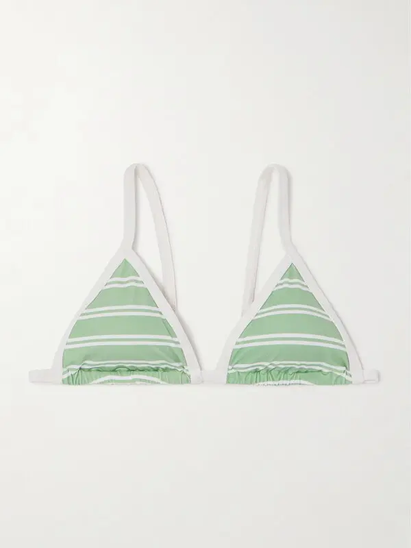 Marysia Bianco Striped Triangle Bikini Top - Green