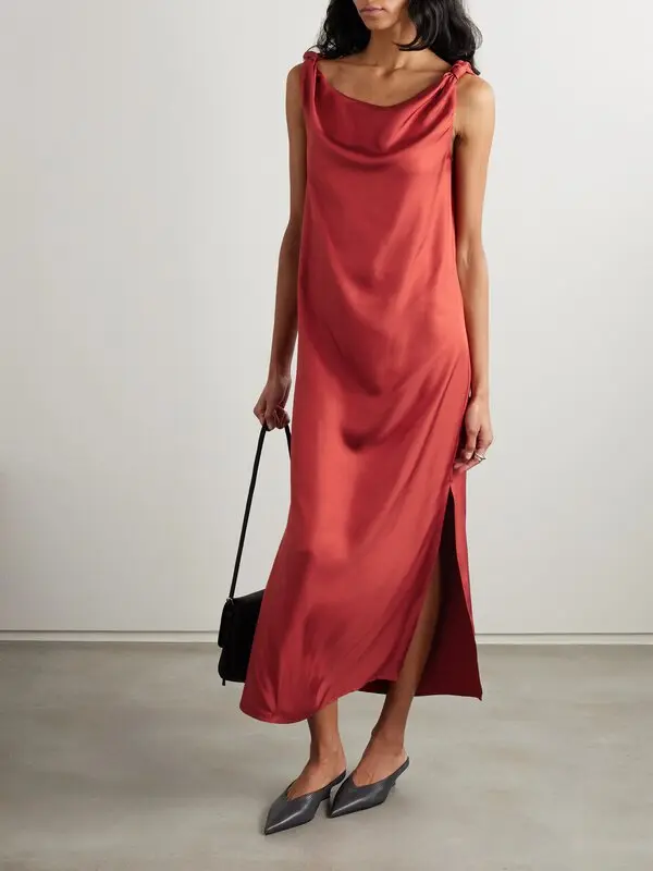 loulou de saison moun draped silk dress Sleeveless Draped Silk Midi Dress