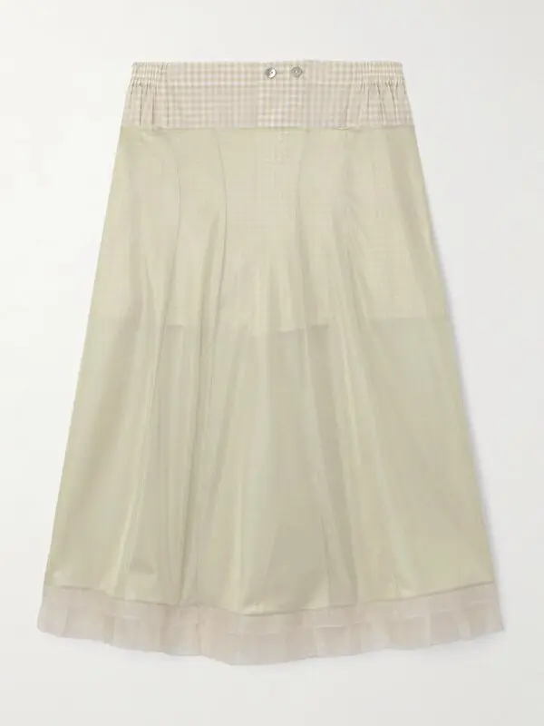MAISON MARGIELA Layered Chiffon And Checked Cotton Skirt