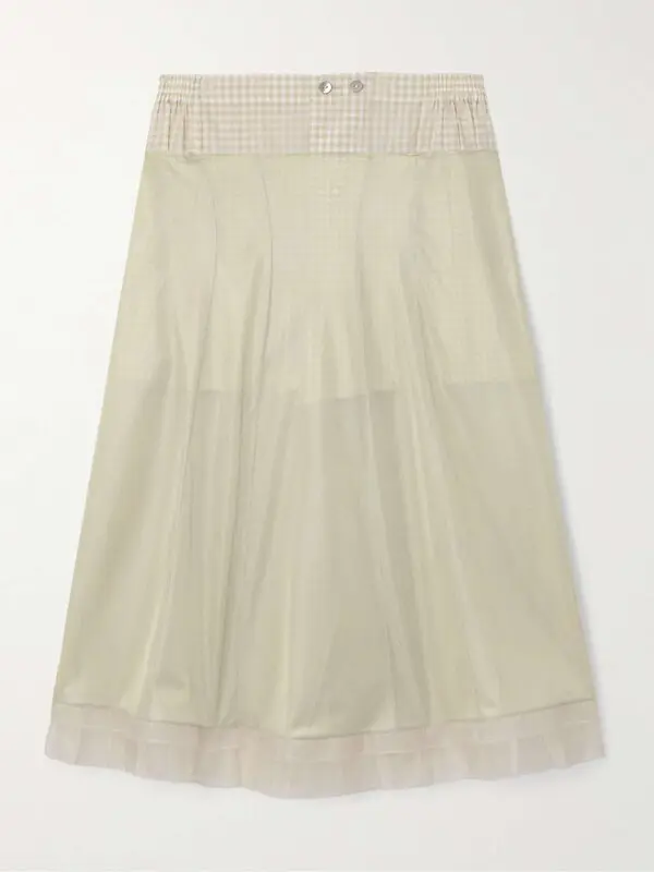 MAISON MARGIELA Layered Chiffon And Checked Cotton Skirt