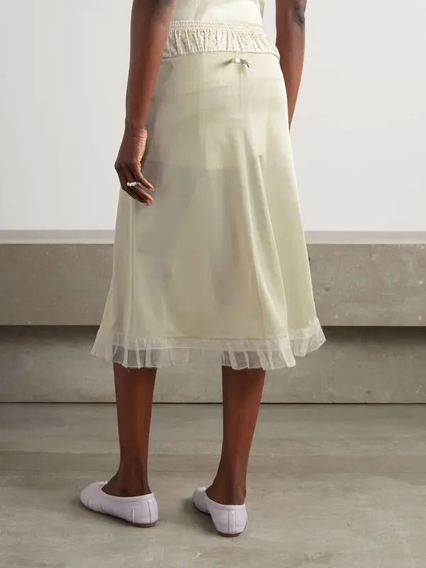 MAISON MARGIELA Layered Chiffon And Checked Cotton Skirt