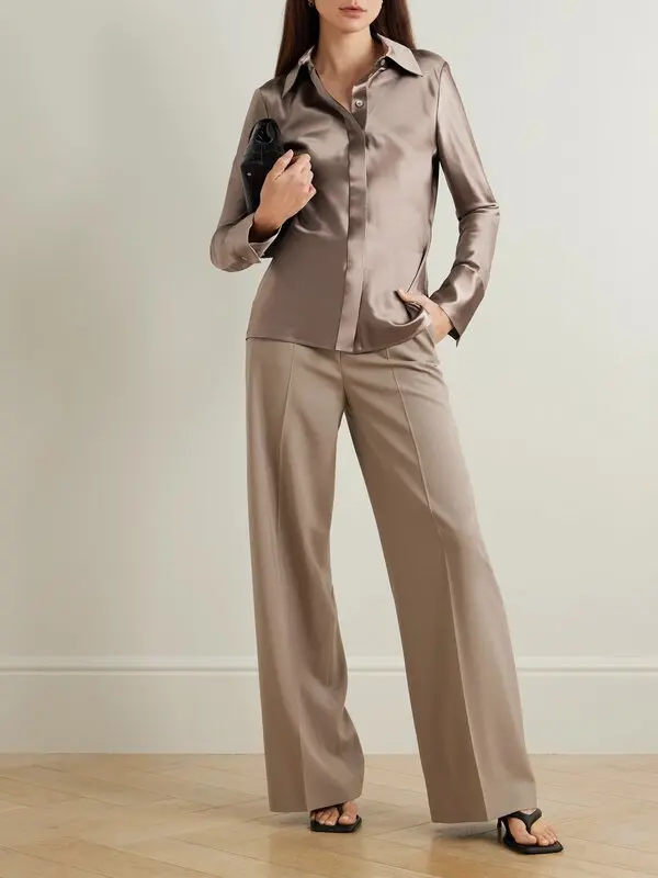 JOSEPH Alana Wool-blend Twill Wide-leg Trousers