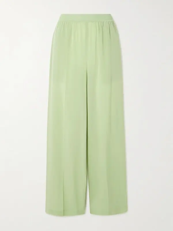JOSEPH Hulin Silk Crepe De Chine Wide-leg Pants - Green