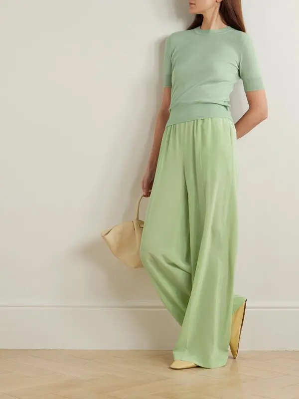 JOSEPH Hulin Silk Crepe De Chine Wide-leg Pants - Green