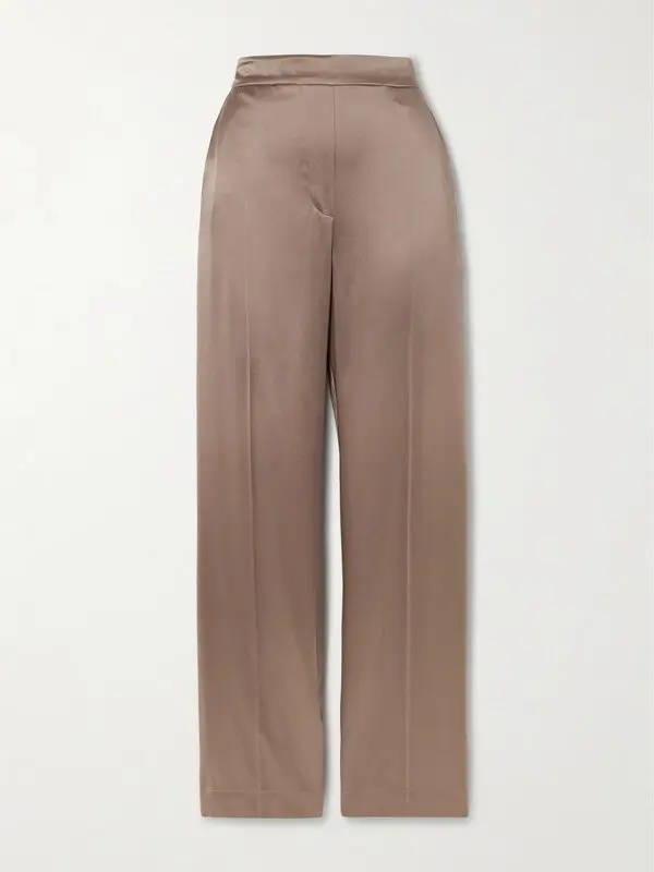 JOSEPH Tova Silk-satin Pants - Brown