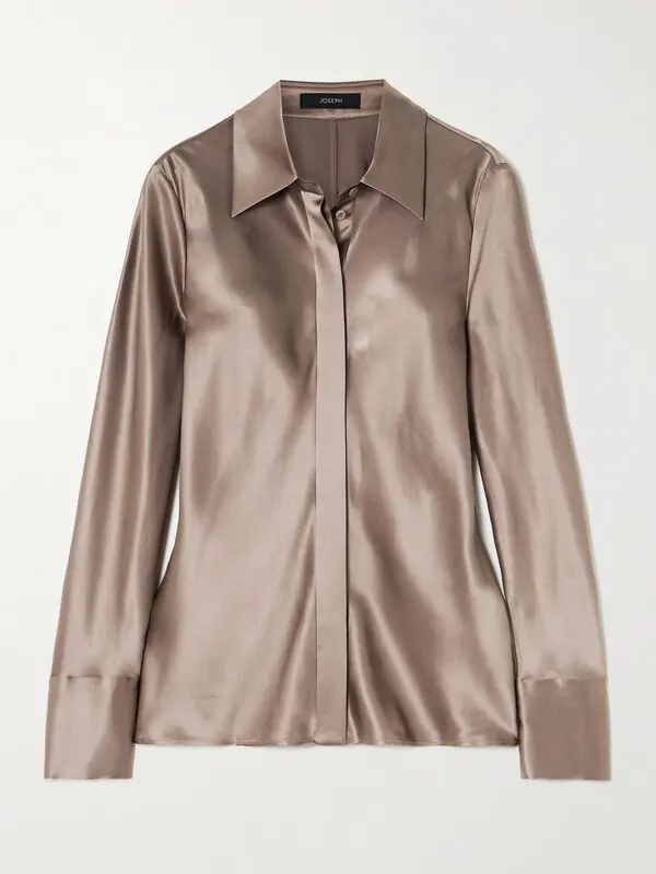 JOSEPH Brunel Silk-satin Shirt - Brown