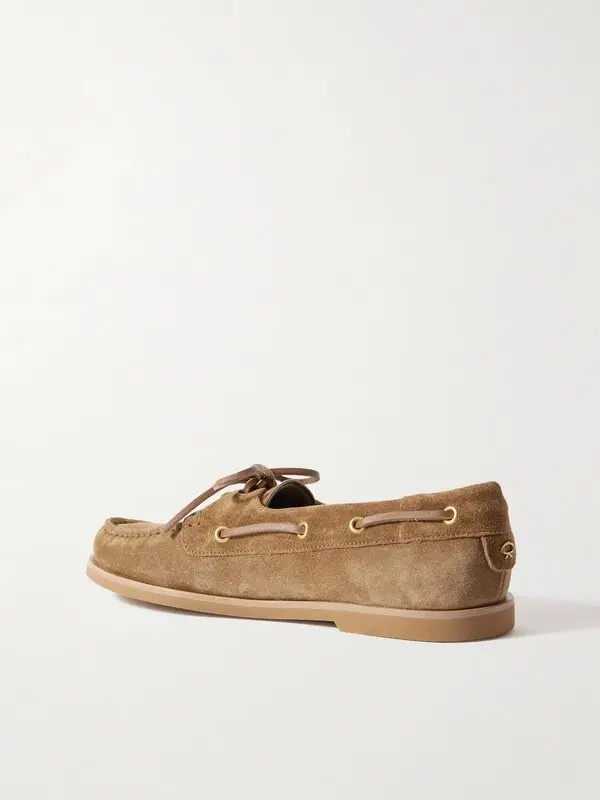 GIANVITO ROSSI Vandée Suede Boat Shoes - Neutrals