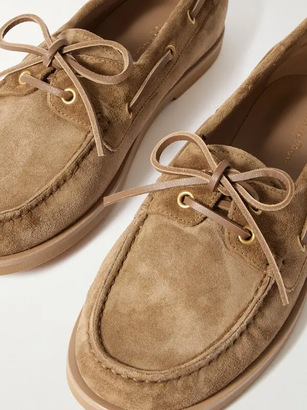 GIANVITO ROSSI Vandée Suede Boat Shoes - Neutrals