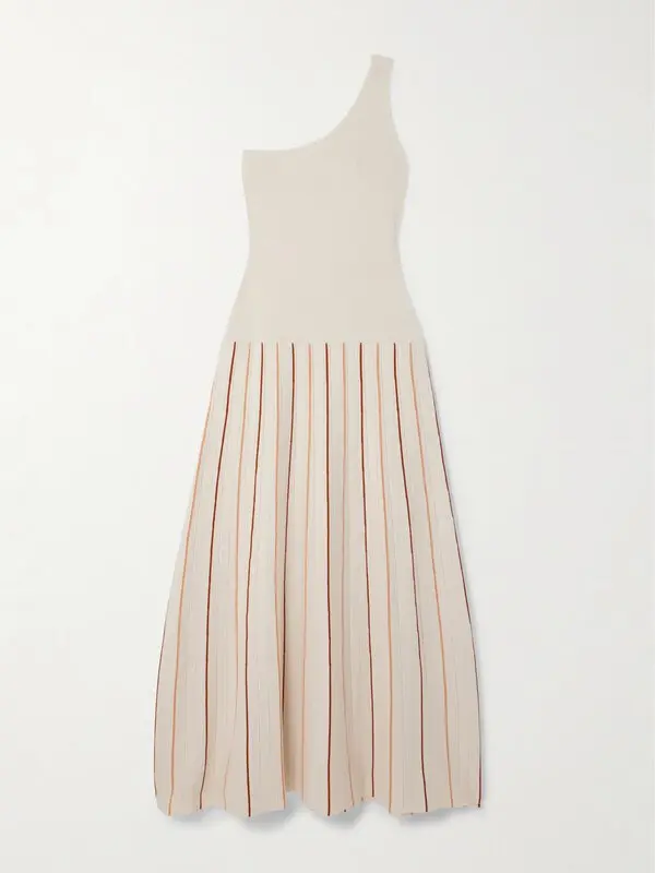 Escvdo Manglar One-shoulder Striped Maxi Dress - Neutrals
