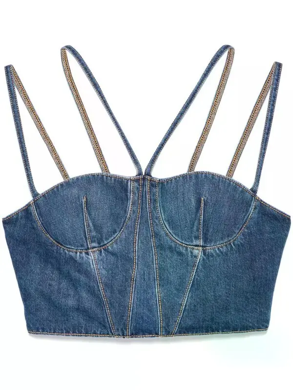 NENSI DOJAKA Bustier Denim Top