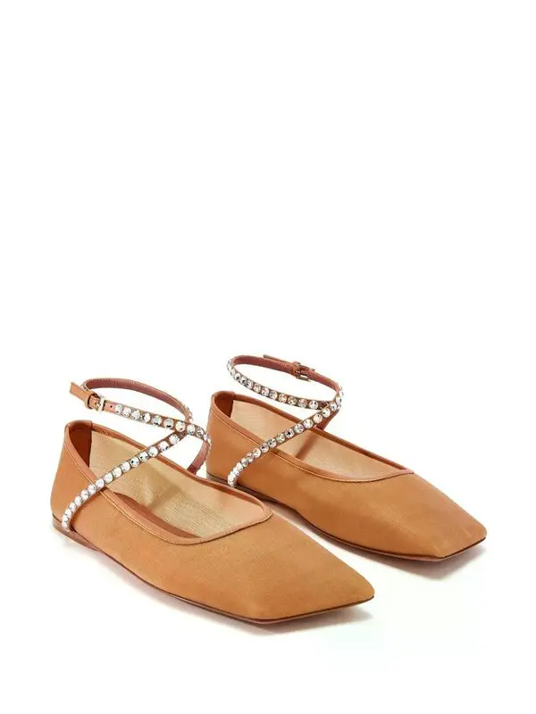 Amina Muaddi Mesh Ballerina Shoes - Brown