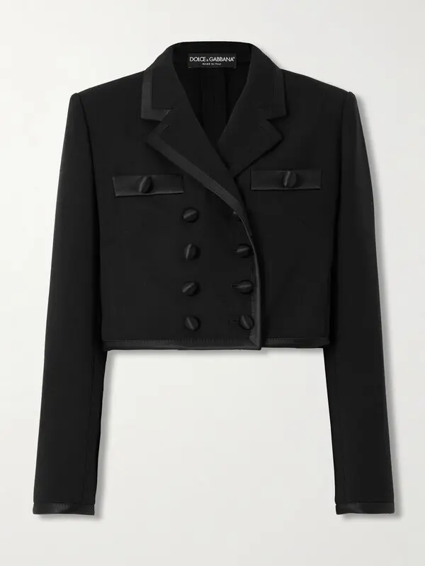 Dolce & Gabbana Satin-trimmed Wool-blend Blazer - Black