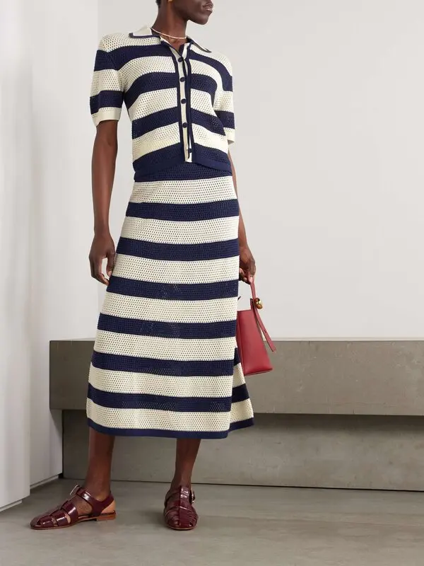 ERES Bayadere Bateau Striped Midi Skirt