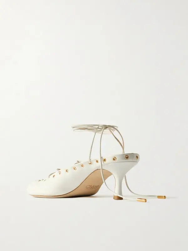 Chloé Ghilies Lace-up Leather Kitten Heel Pumps