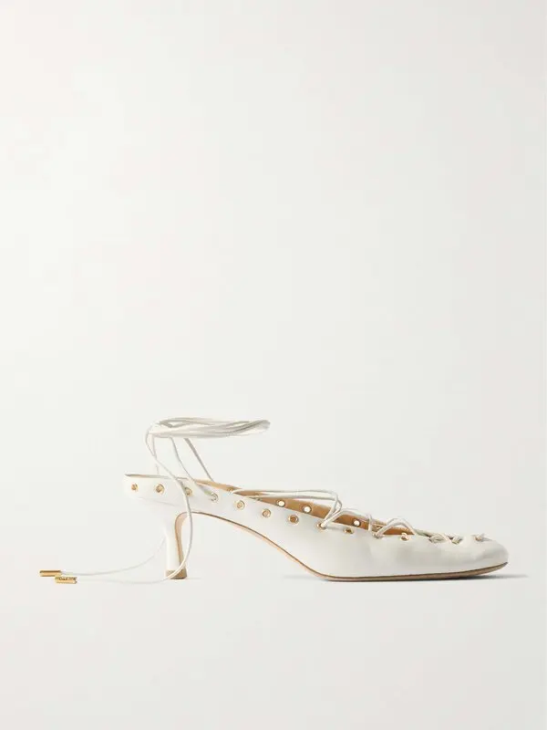 Chloé Ghilies Lace-up Leather Kitten Heel Pumps