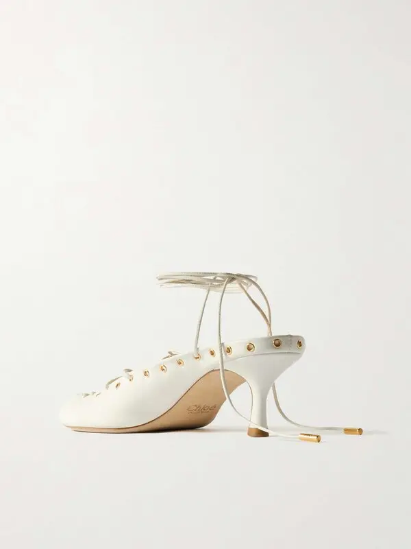 Chloé Ghilies Lace-up Leather Kitten Heel Pumps
