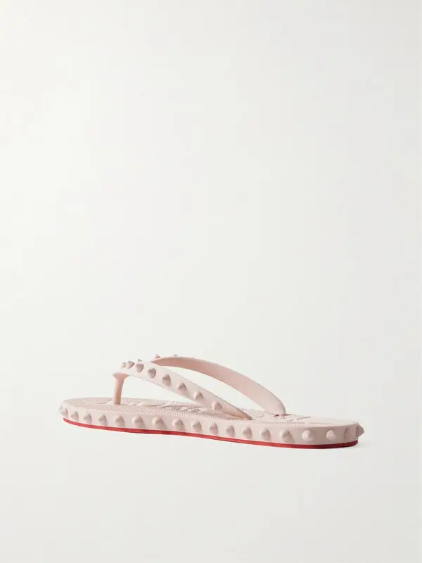 CHRISTIAN LOUBOUTIN Super Loubi Studded Flip Flops - Neutrals