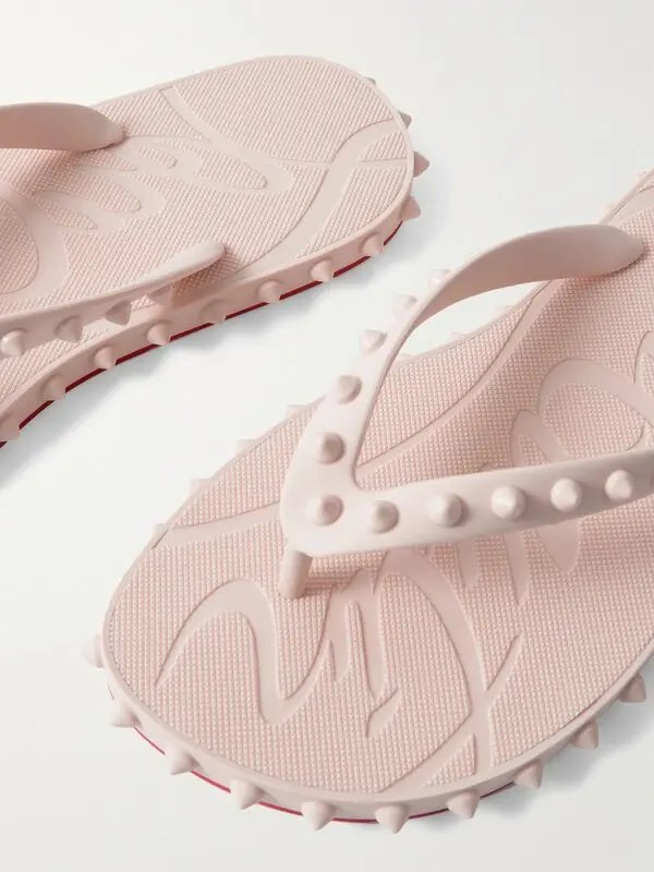 CHRISTIAN LOUBOUTIN Super Loubi Studded Flip Flops - Neutrals