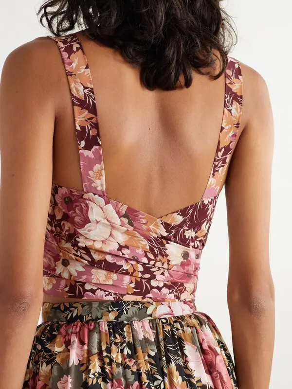 Chloé Cropped Floral-print Silk-crepe Top