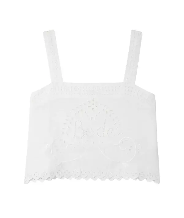 BODE Belvoir Broderie Anglaise Linen Tank - White