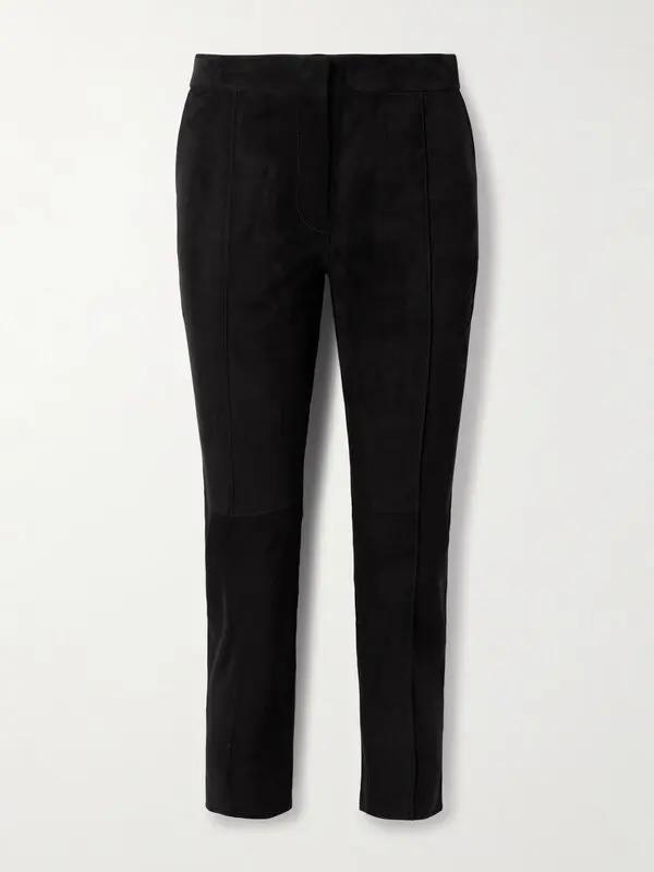 Alex Perry Cropped Suede Slim Leg Pants