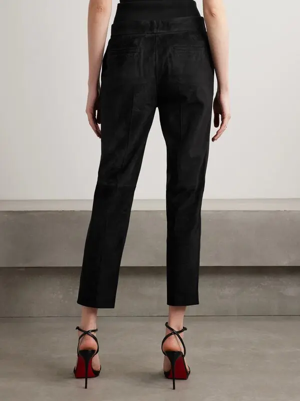 Alex Perry Cropped Suede Slim Leg Pants