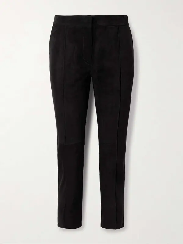 Alex Perry Cropped Suede Slim Leg Pants