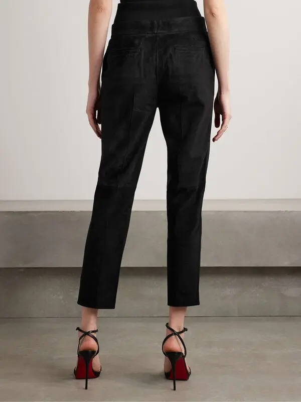Alex Perry Cropped Suede Slim Leg Pants