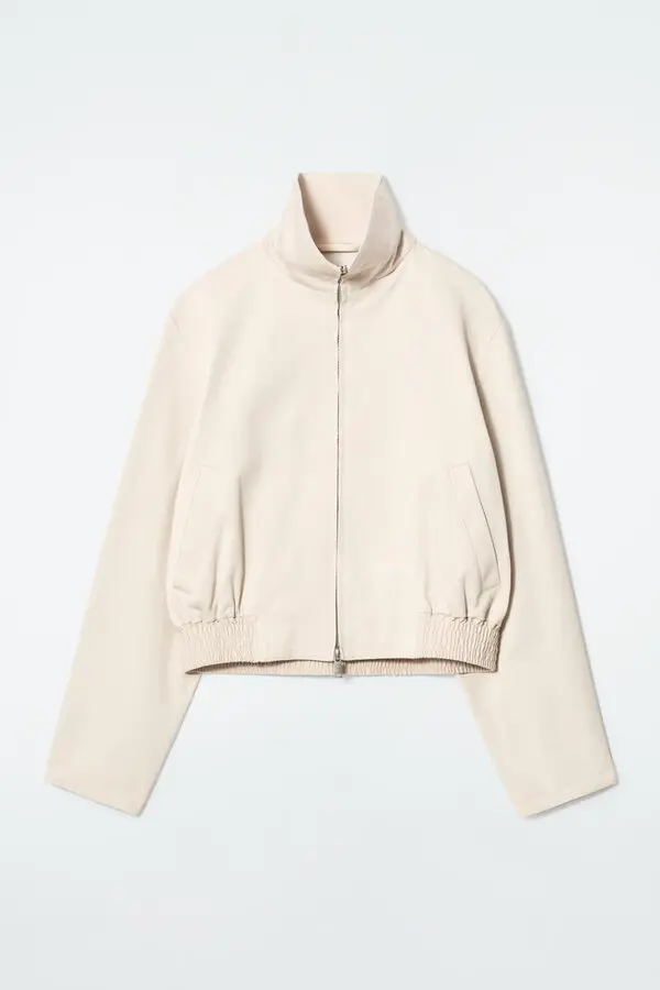 Cos Funnel-neck Bomber Jacket - Light Beige