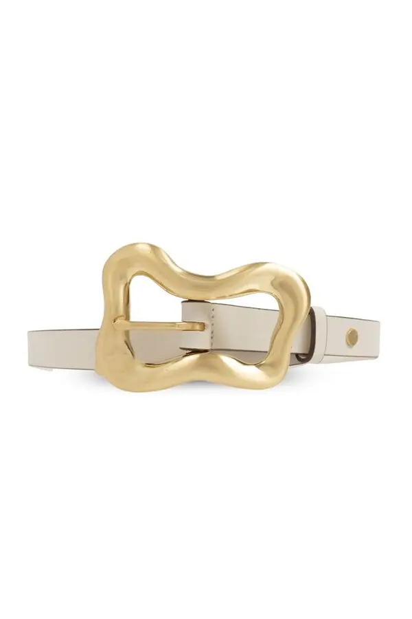 Rag & Bone Sculpted Buckle Leather Belt In Beige - 34% Off  display picture 3