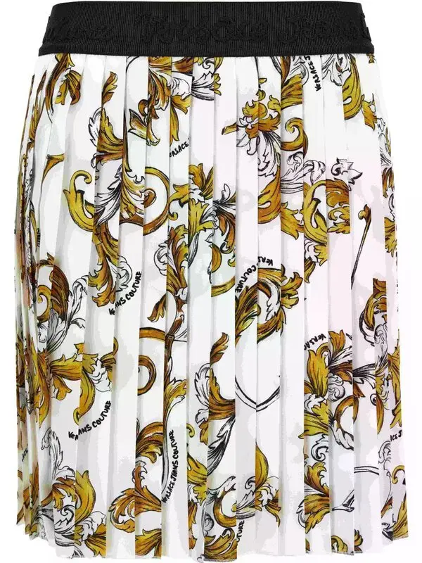 Versace Printed Pleated Skirt - White