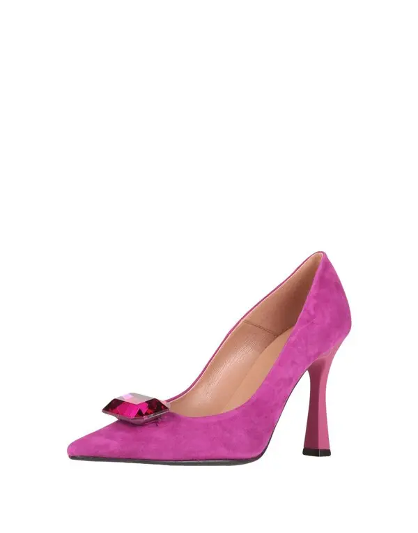 OVYE Suede Pumps With Crystal Embellishments