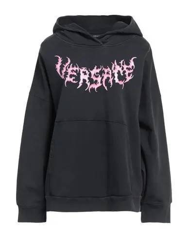 Versace Cotton Hoodie With Glittered Logo - Grey