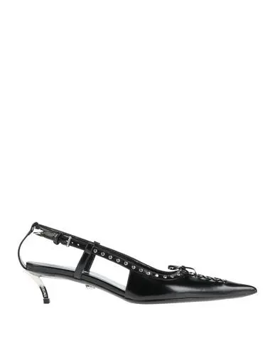 Versace Glossed-leather Slingback Pumps - Black