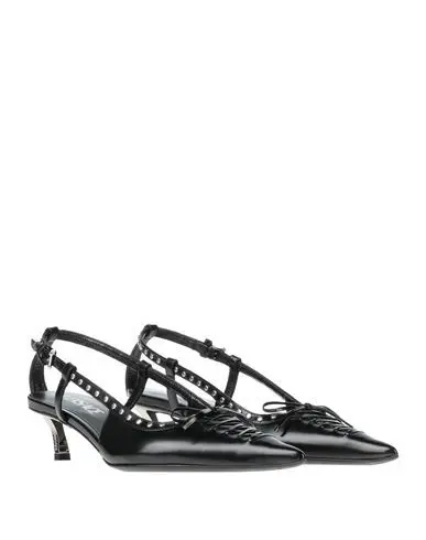 Versace Glossed-leather Slingback Pumps - Black